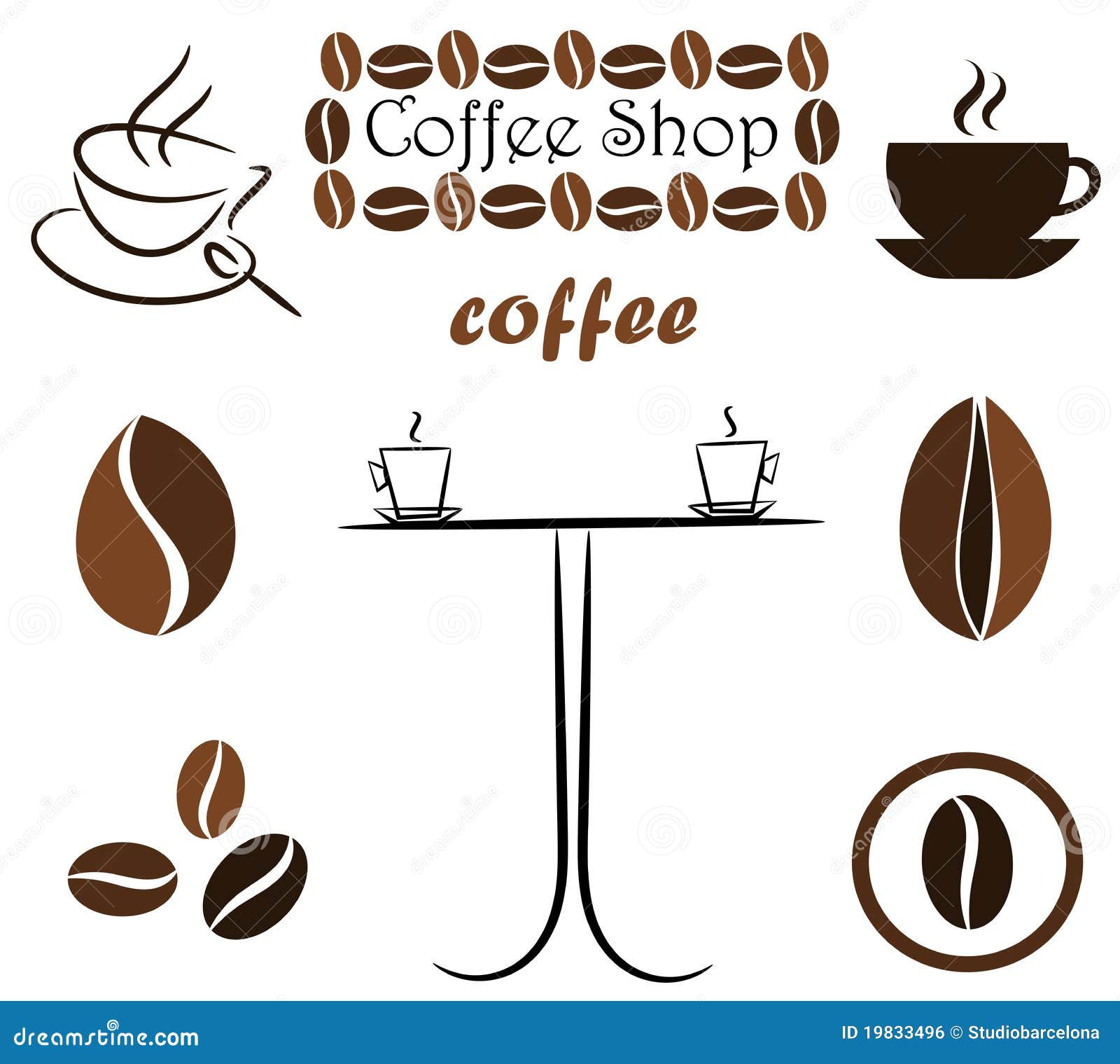 Coffee elements stock illustration. Illustration of caffeine - 19833496