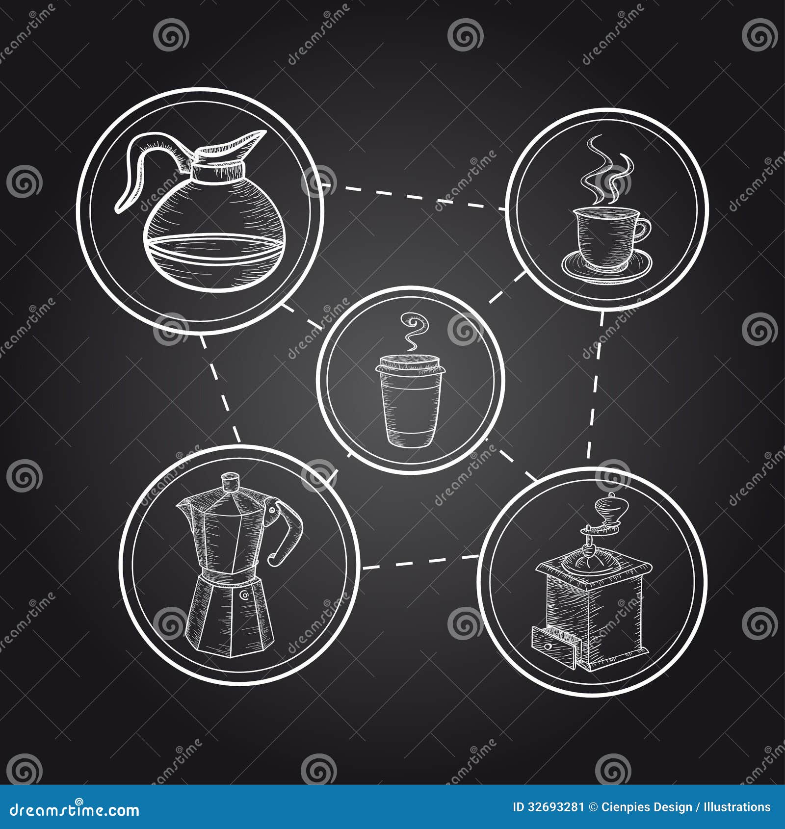 Coffee Elements Chalkboard Illustration Stock Vector - Illustration of ...