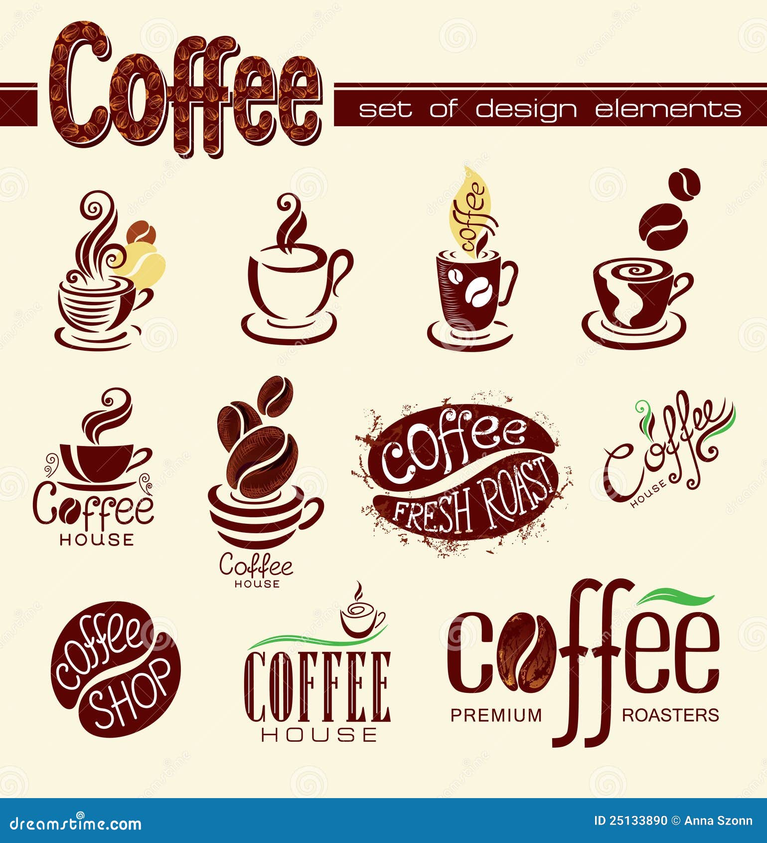 Coffee. Elements for Design Stock Vector - Illustration of freshness ...