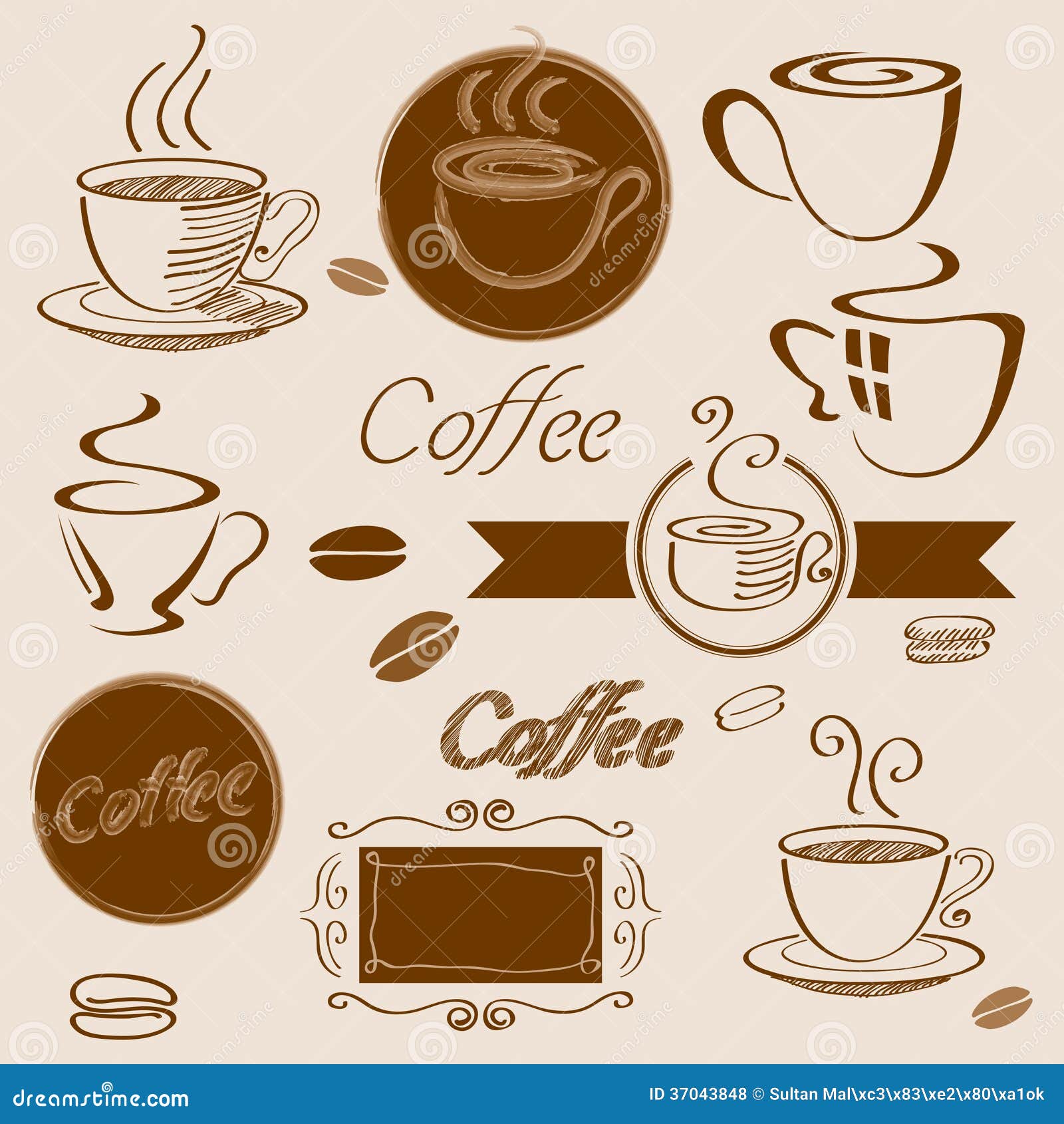 Coffee Elements stock vector. Illustration of badge, bakery - 37043848