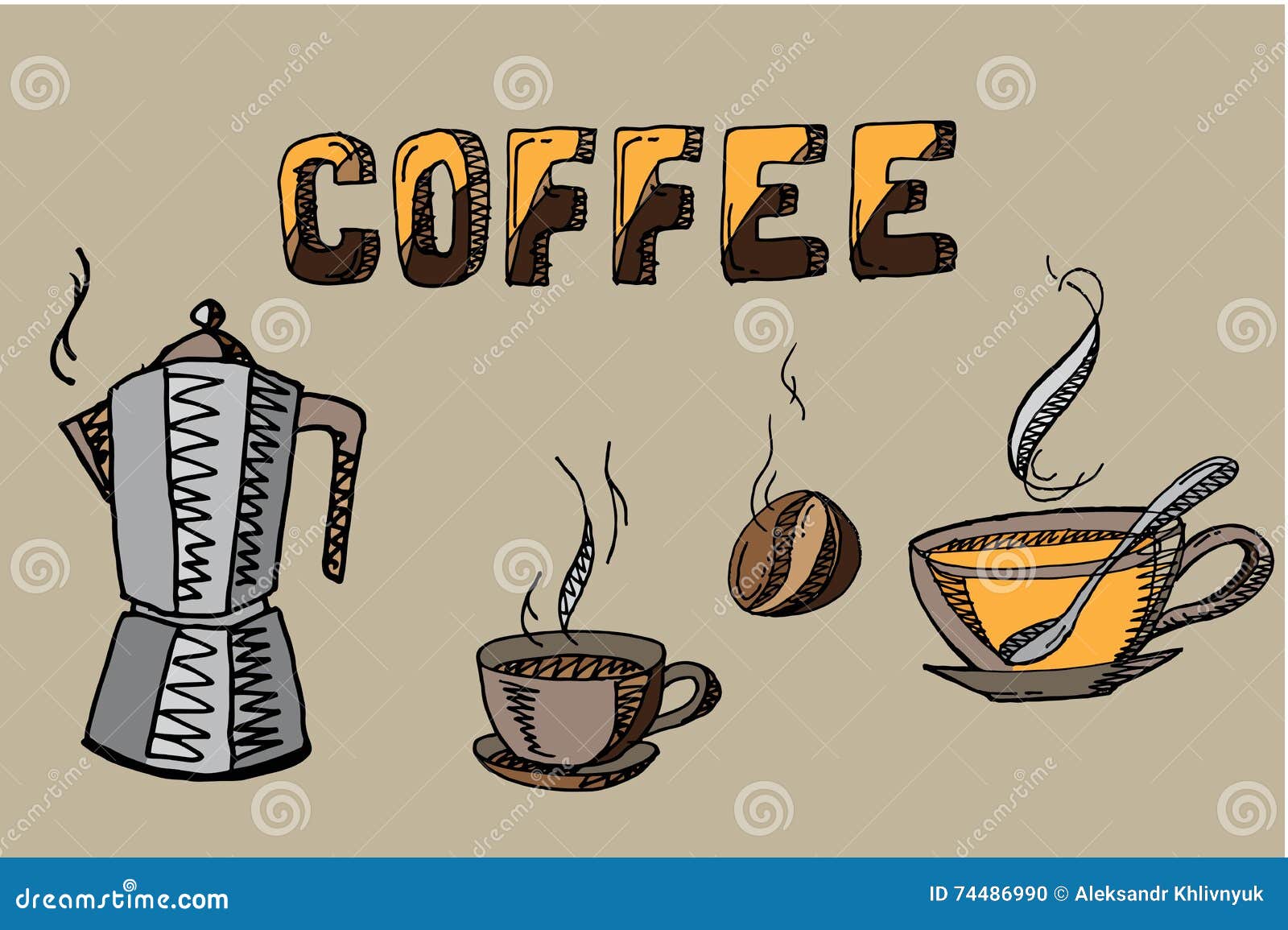 Coffee elements set stock illustration. Illustration of brpwn - 74486990