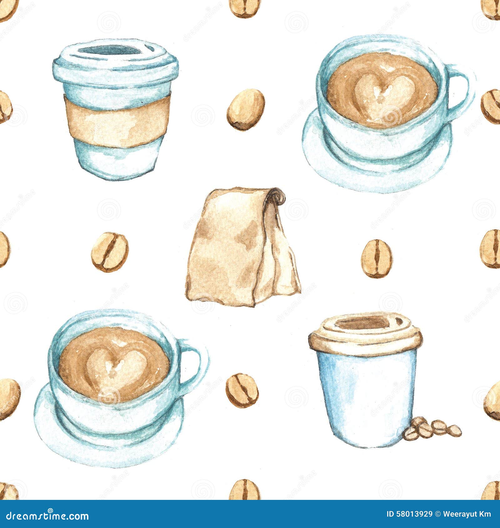 Coffee Elements , Watercolor Paint High Resolution Stock Illustration ...
