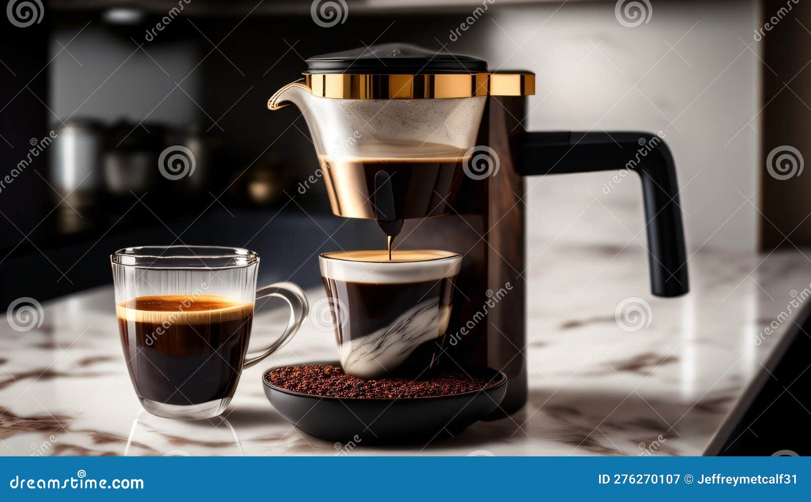 Coffee Espresso Maker in Marble Kitchen Stock Illustration ...