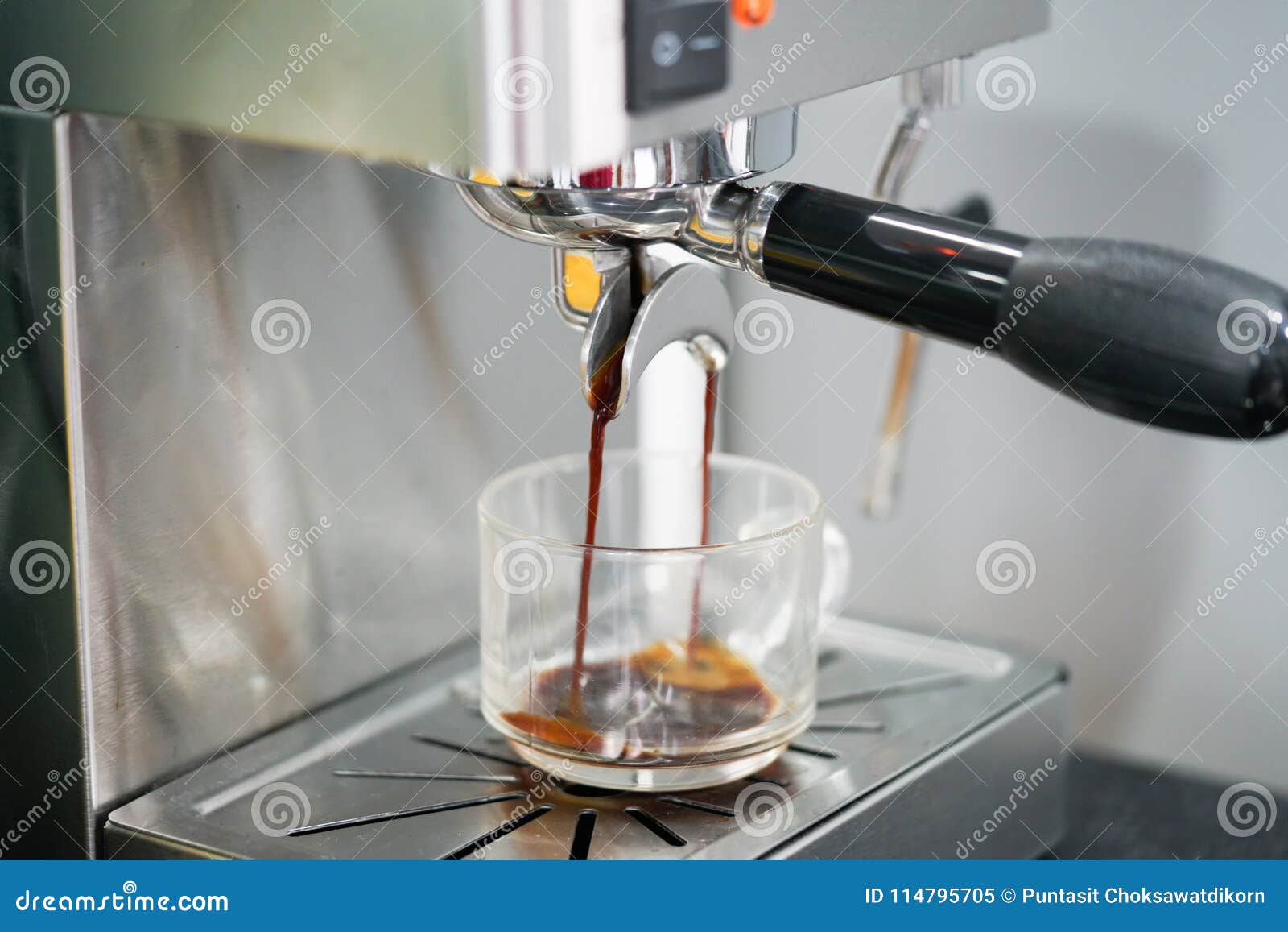 Coffee Extraction from Coffee Machine in Cup Stock Image - Image of ...