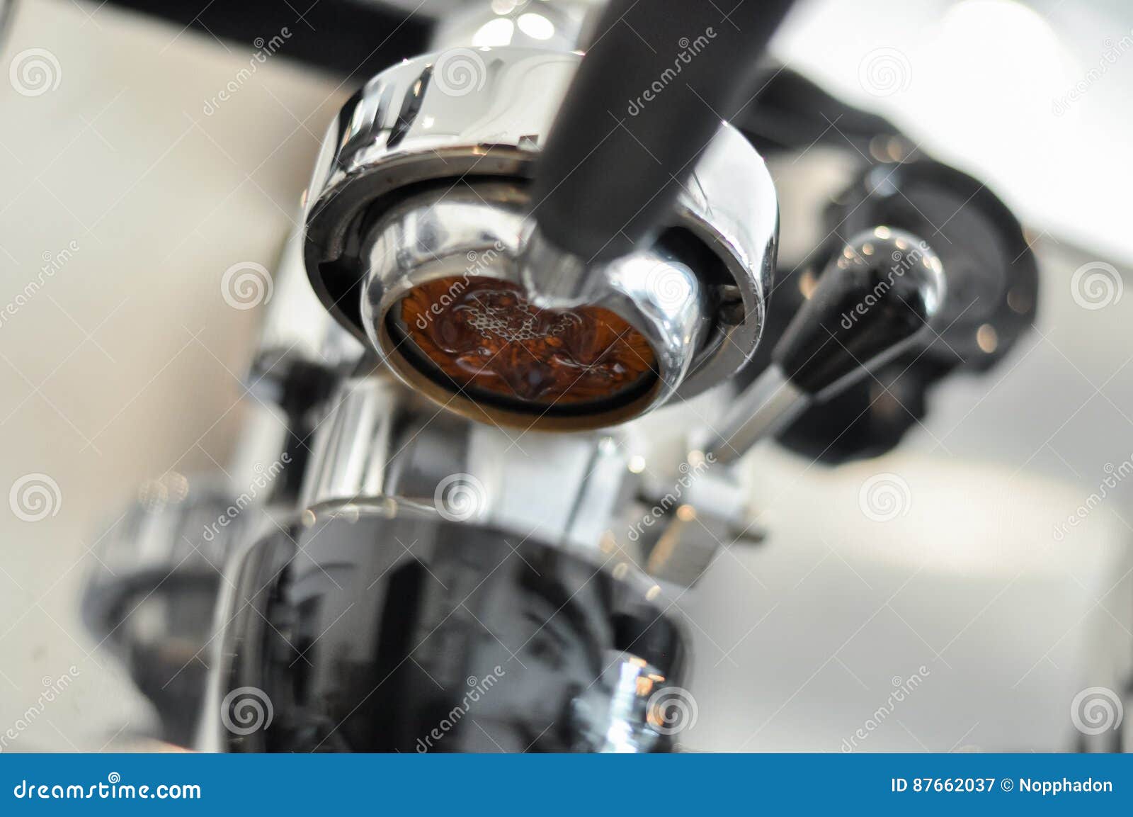 Coffee Extraction Process from Professional Espresso Machine Stock ...