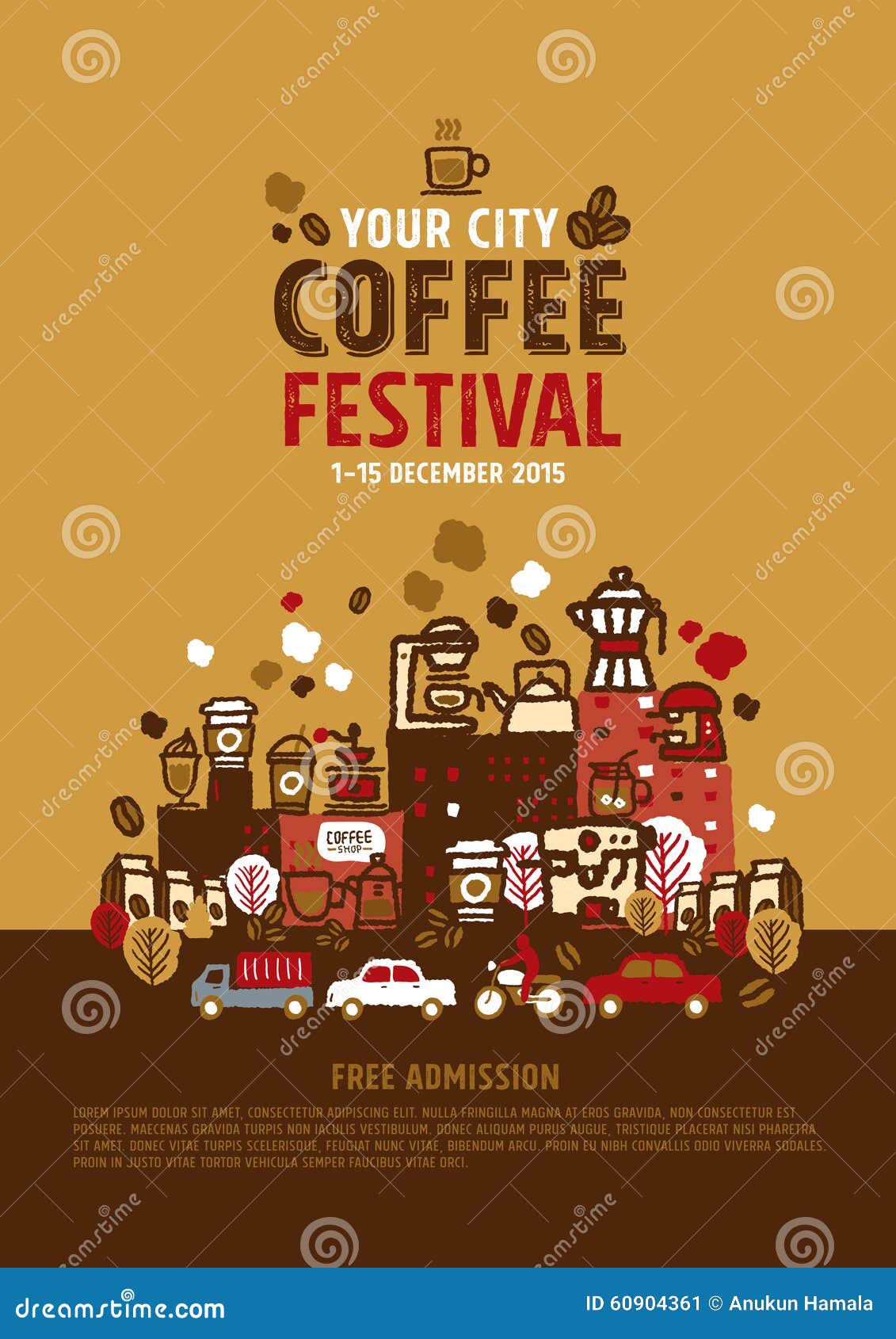 Coffee Festival Poster Concept Stock Vector - Illustration of fair ...