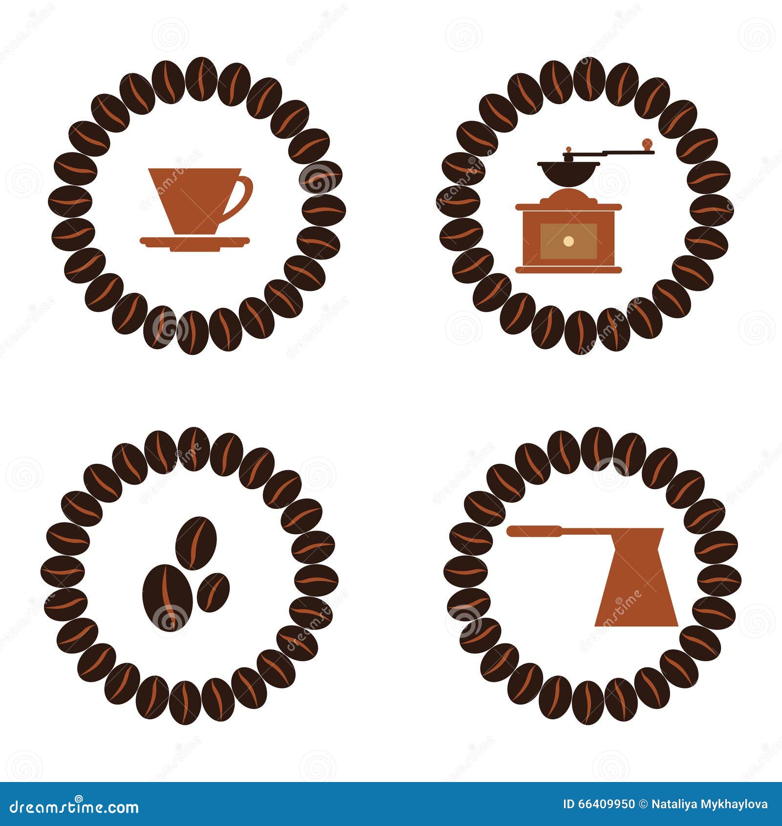 Coffee Flat Collection Drink Decorative Icons Vector Illustration Stock ...