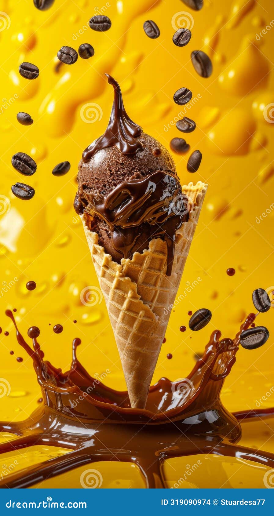 Coffee-Flavored Ice Cream with Dynamic Splashes Stock Photo - Image of ...