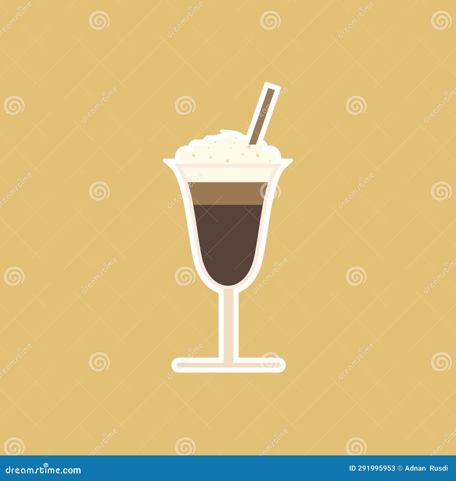 Coffee Float Whipped Cream Flat Design Vector Illustration Stock Vector ...