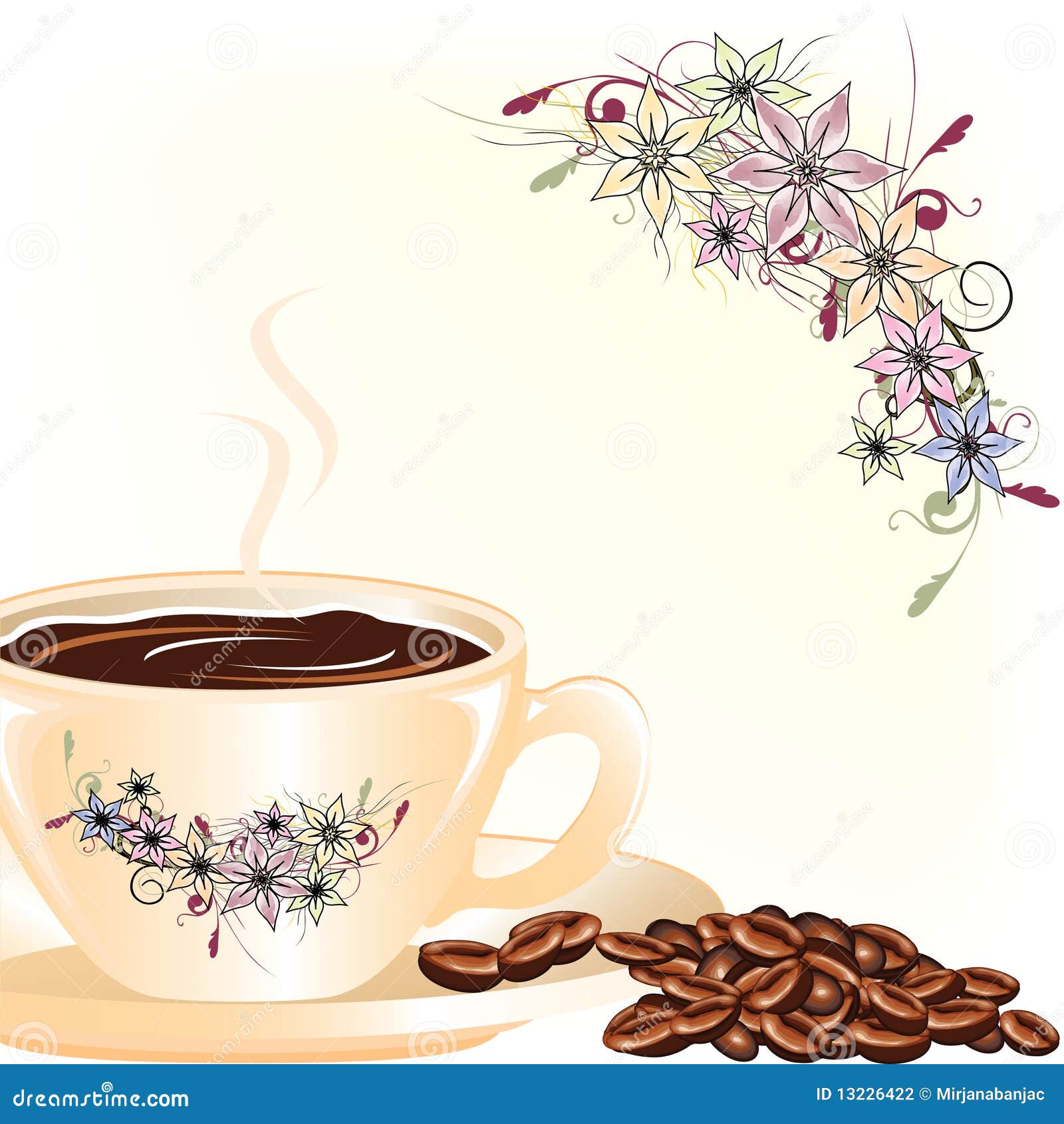 Coffee with floral stock vector. Illustration of blends - 13226422