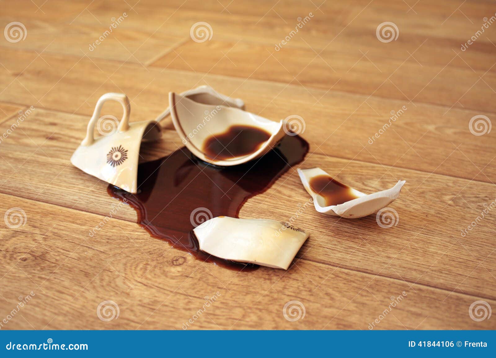 Coffee, Flowed Out from Broken Cup Stock Photo - Image of plank ...
