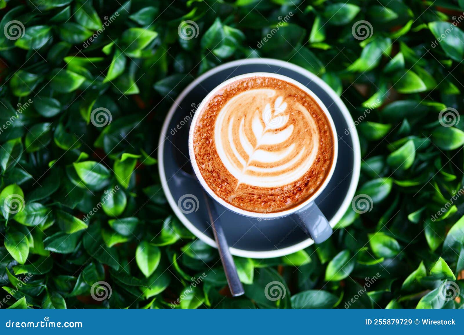 Coffee with Flower Design on a Cup Stock Image - Image of food, table ...
