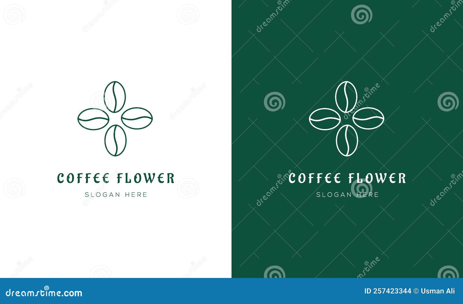 Coffee Flower Logo Design with Coffee Beans, Minimal Coffee Logo Design ...
