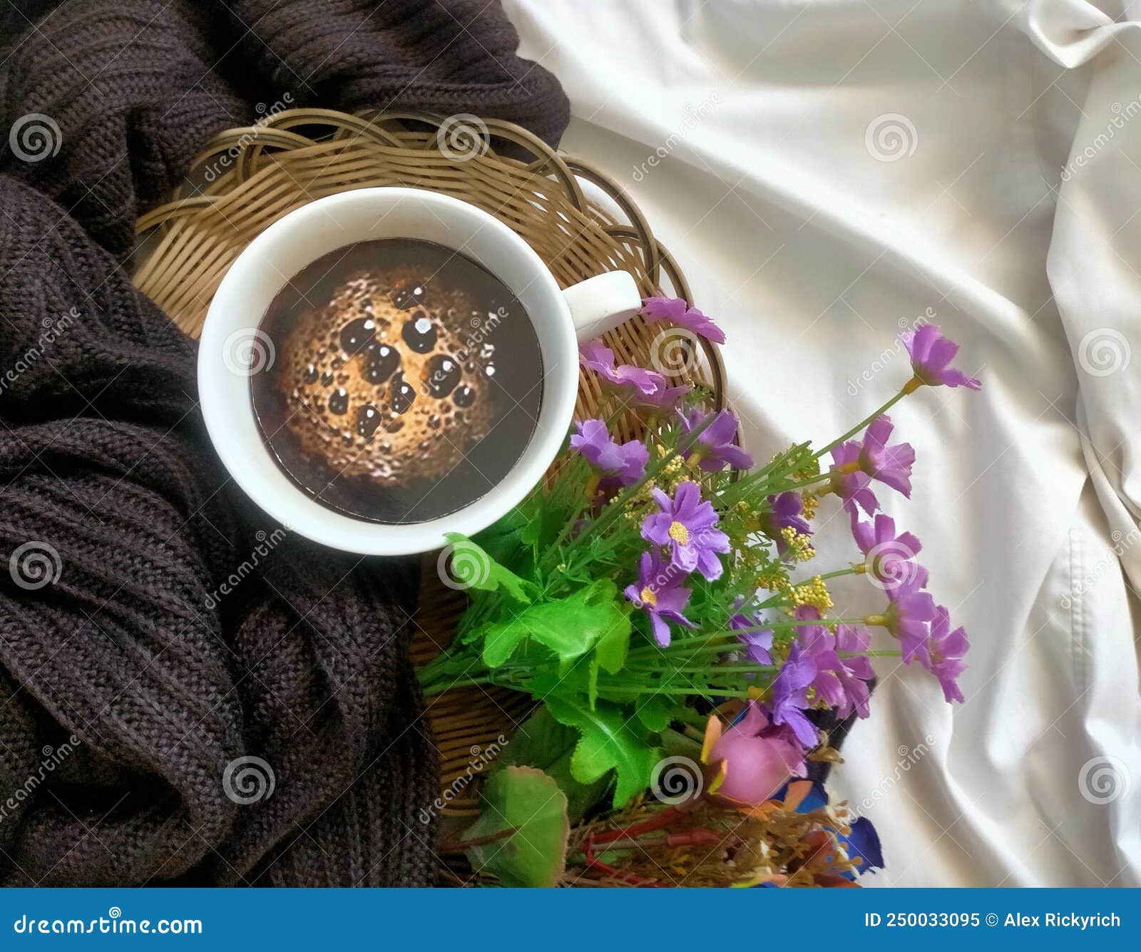 Coffee and Flower on White Background Stock Image - Image of bouquet ...
