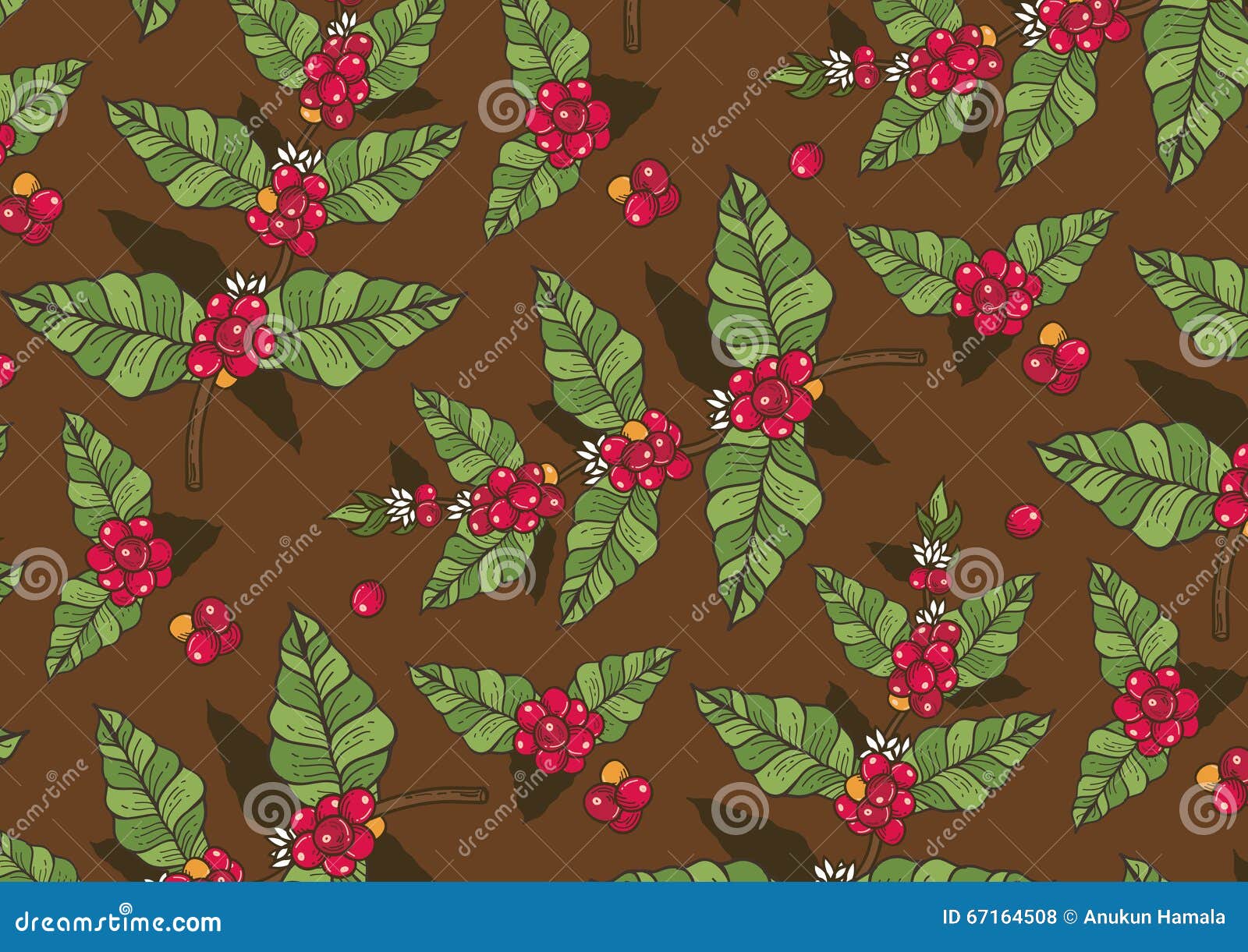 Coffee Flowers and Berries Pattern Illustration Stock Vector ...