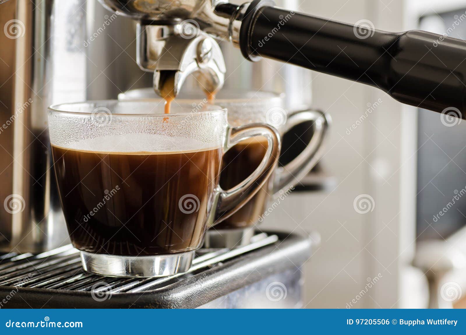 Coffee Flowing into the Cup Stock Photo - Image of beverage, glass ...