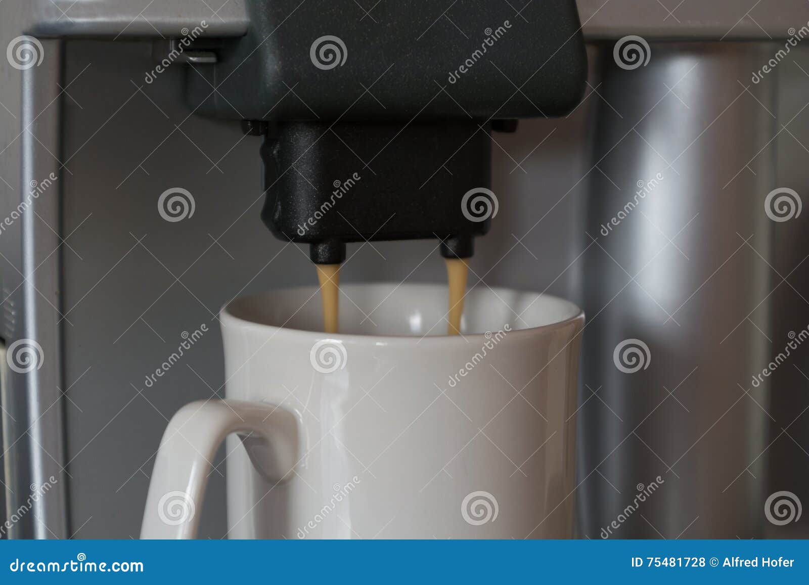 Coffee Flows Out of the Coffee Machine Stock Photo - Image of brown ...