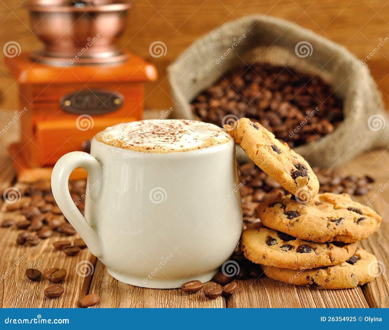 Coffee with Foam and Biscuits Stock Image - Image of fried, full: 26354925