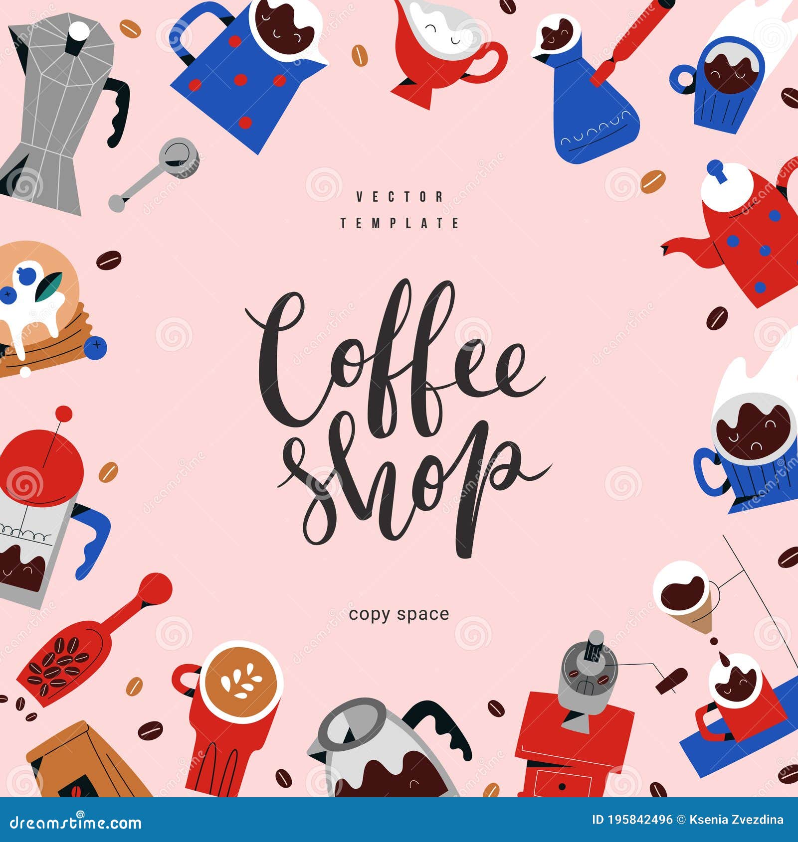 Coffee Frame Template With Coffee Shop Lettering Script Logo, Border ...