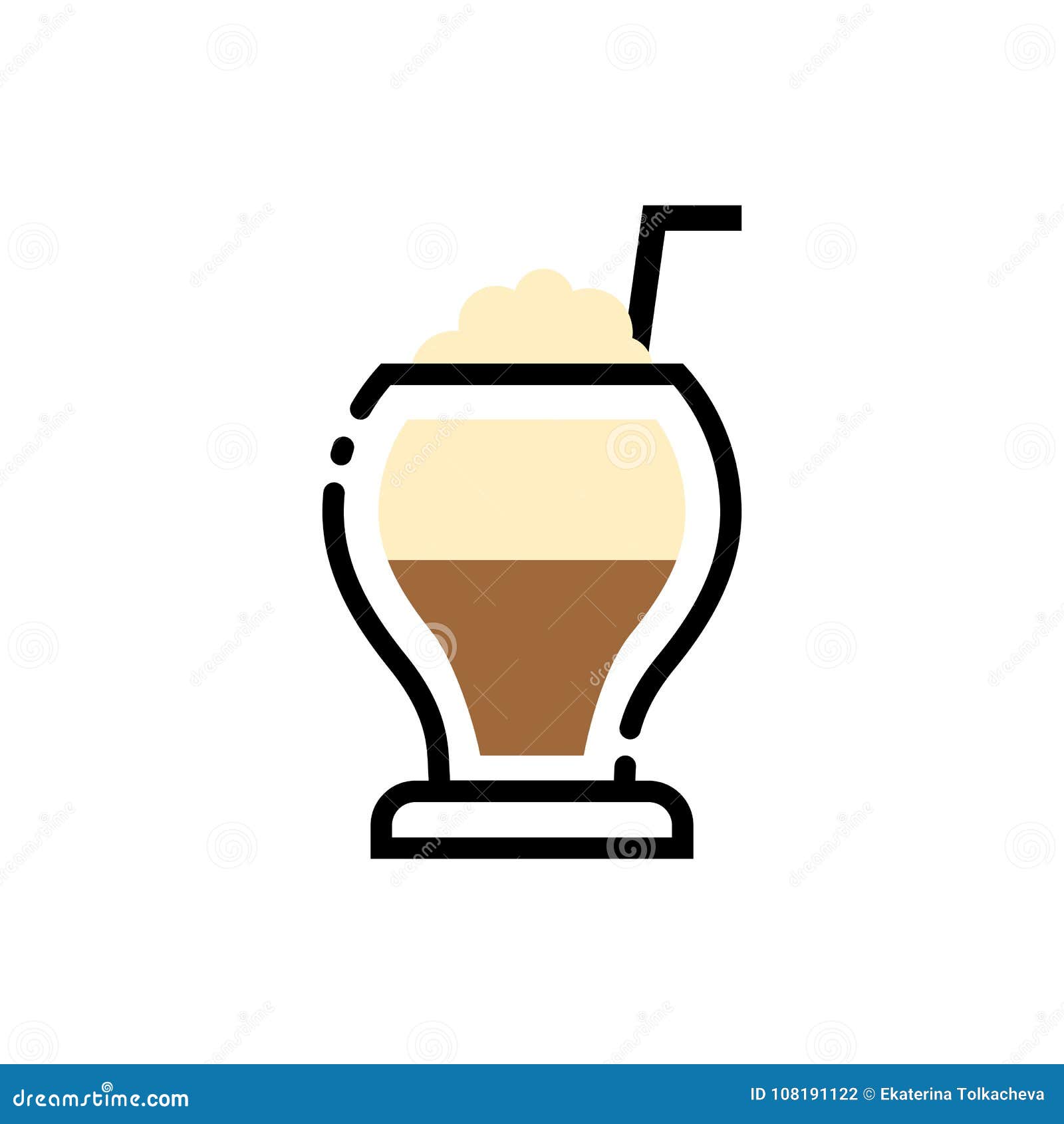 Coffee Frappe Cup Line Art Illustration. Line Icon- Cup Stock Vector ...
