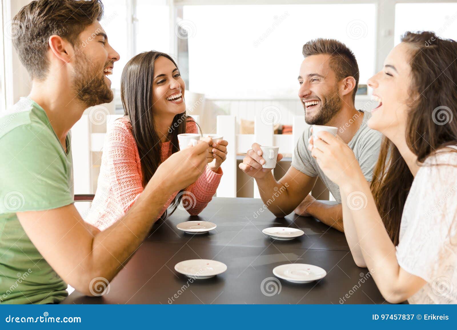 A coffee with friends stock image. Image of american - 97457837