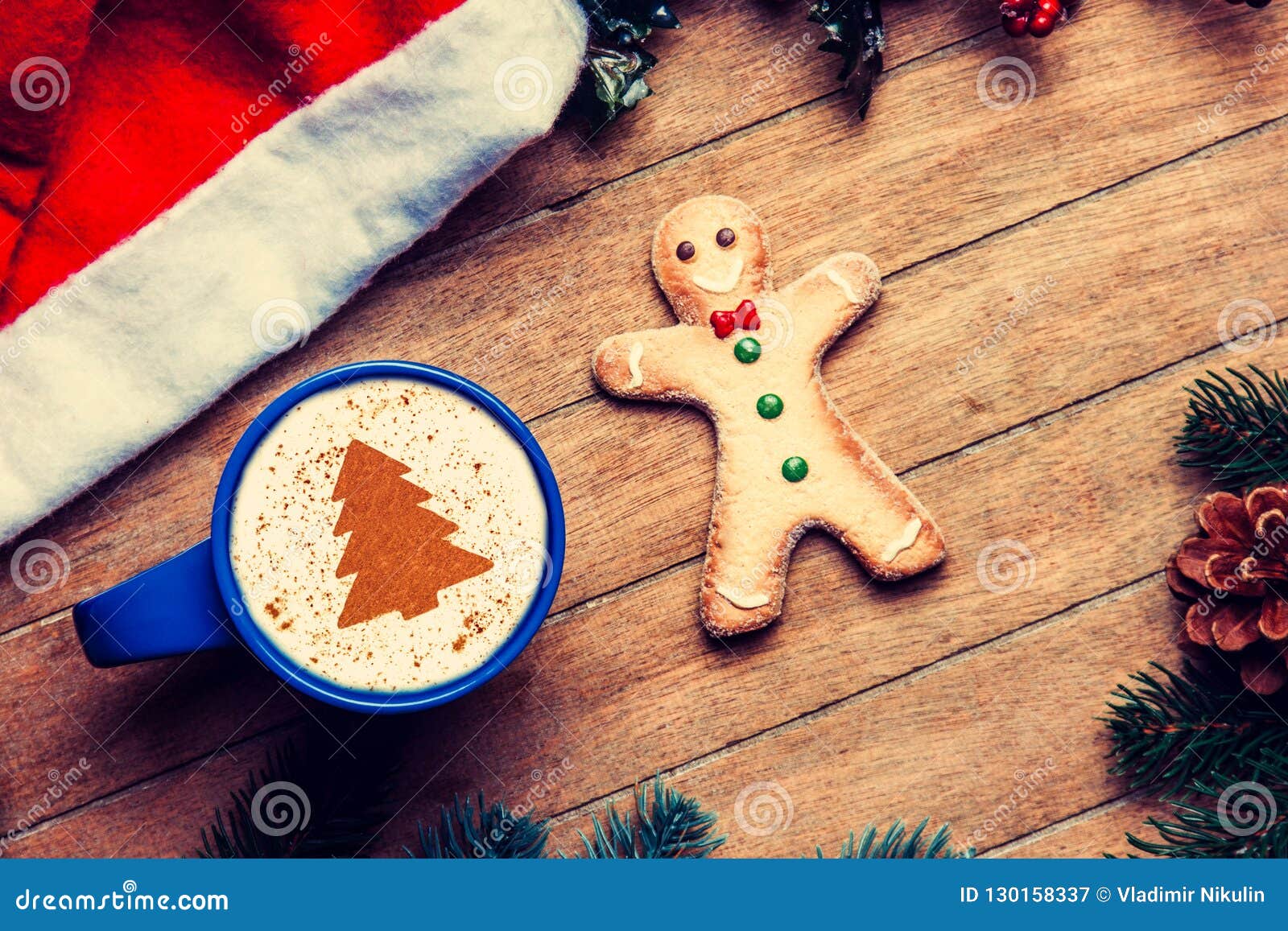 Coffee with Gingerbread Man Stock Image - Image of holidays, cone ...