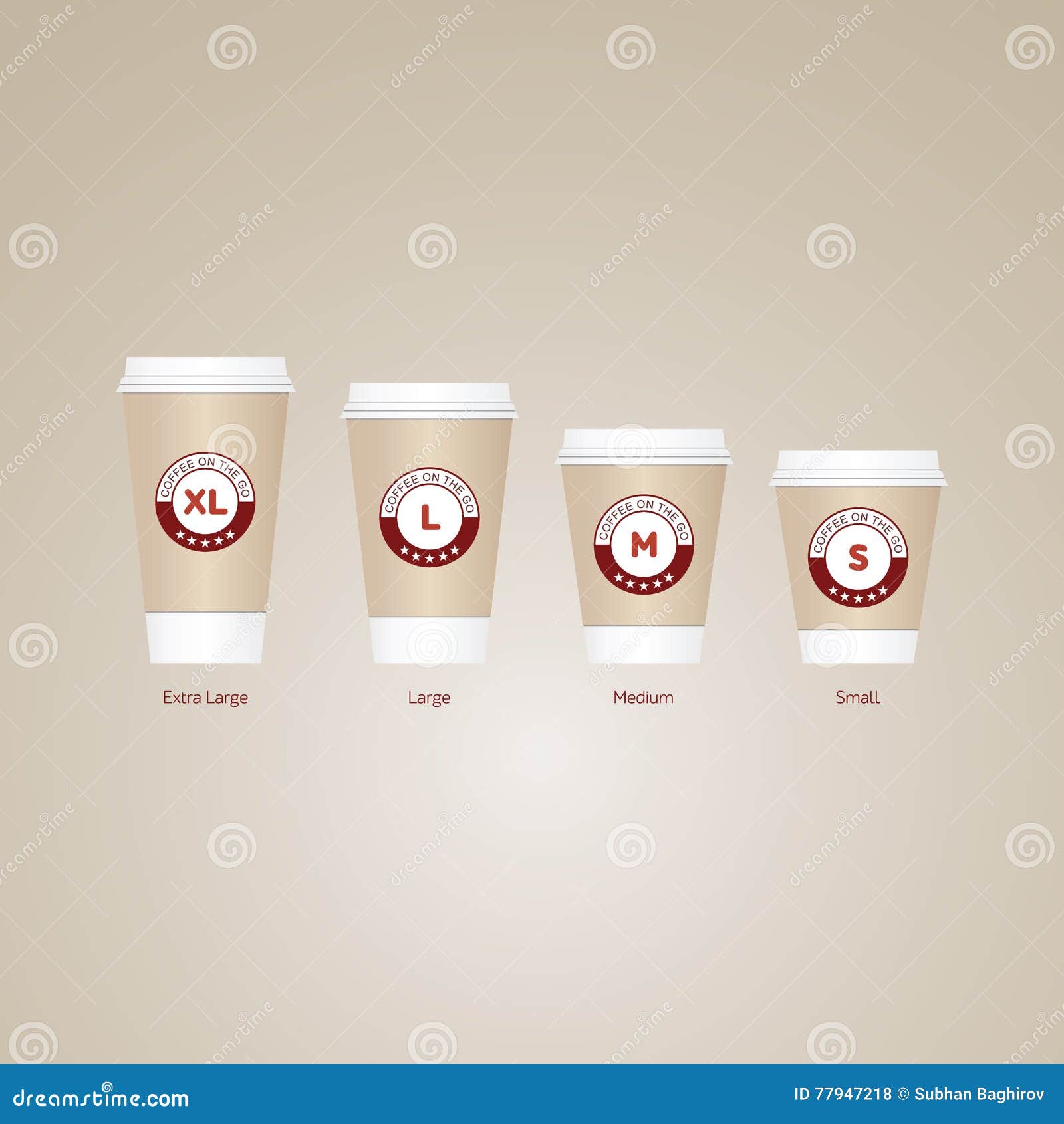 Coffee on the Go Cups. Different Sizes of Take Away Paper Coffee Stock ...