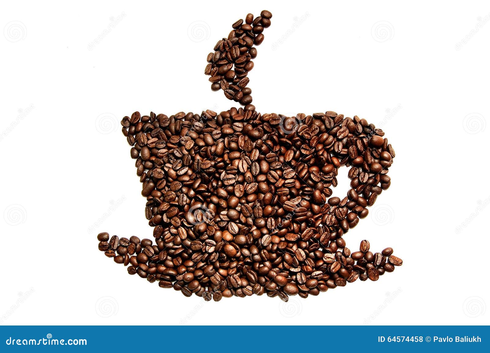 Coffee Grains in the Shape of a Cup of Coffee on a White Stock Photo ...