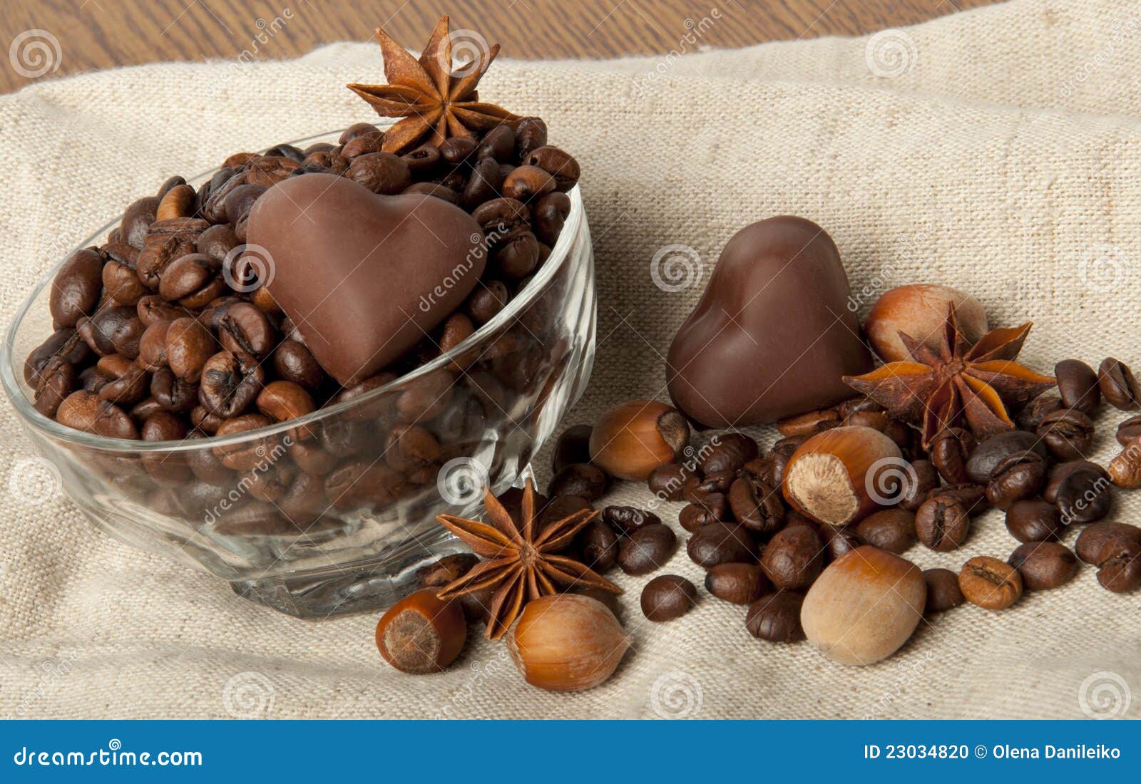 Coffee grains, wood nut stock photo. Image of filbert - 23034820