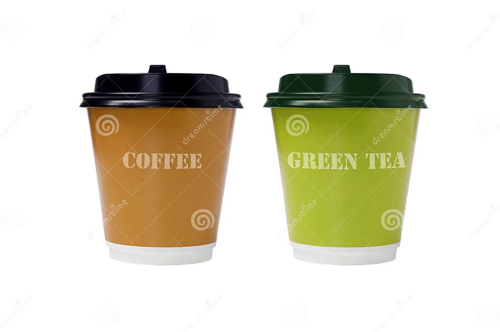 Coffee and Green Tea in Paper Cups Stock Image - Image of takeout ...