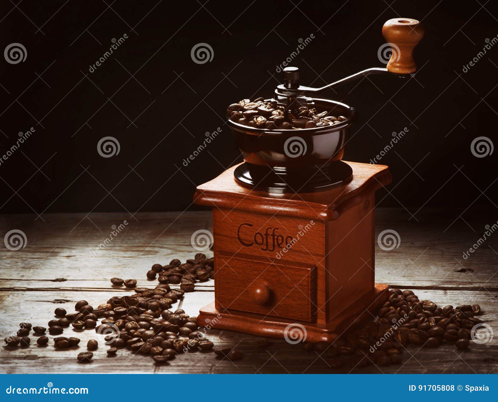 Coffee Grinder on a Wooden Desk Stock Photo - Image of manual, wooden ...