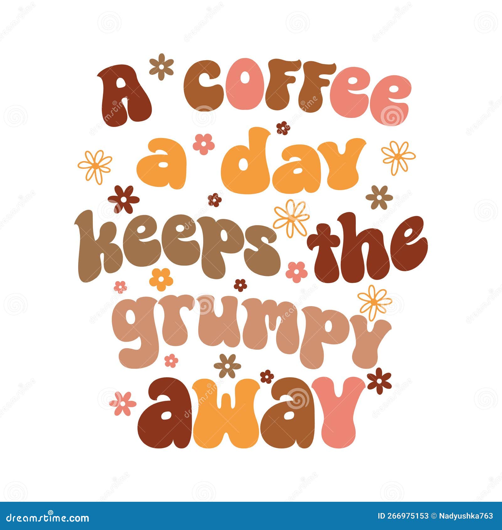 Coffee Groovy Quote in Retro Style. Vector on Isolated Background ...