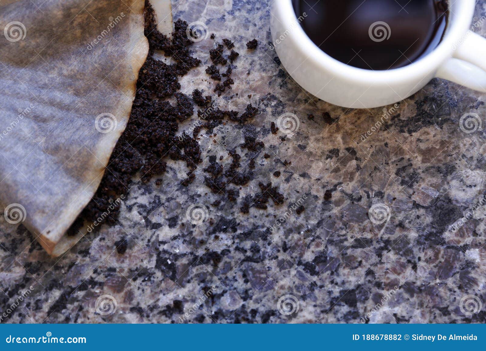 Coffee Grounds in Colander and White Cup Stock Photo - Image of ...