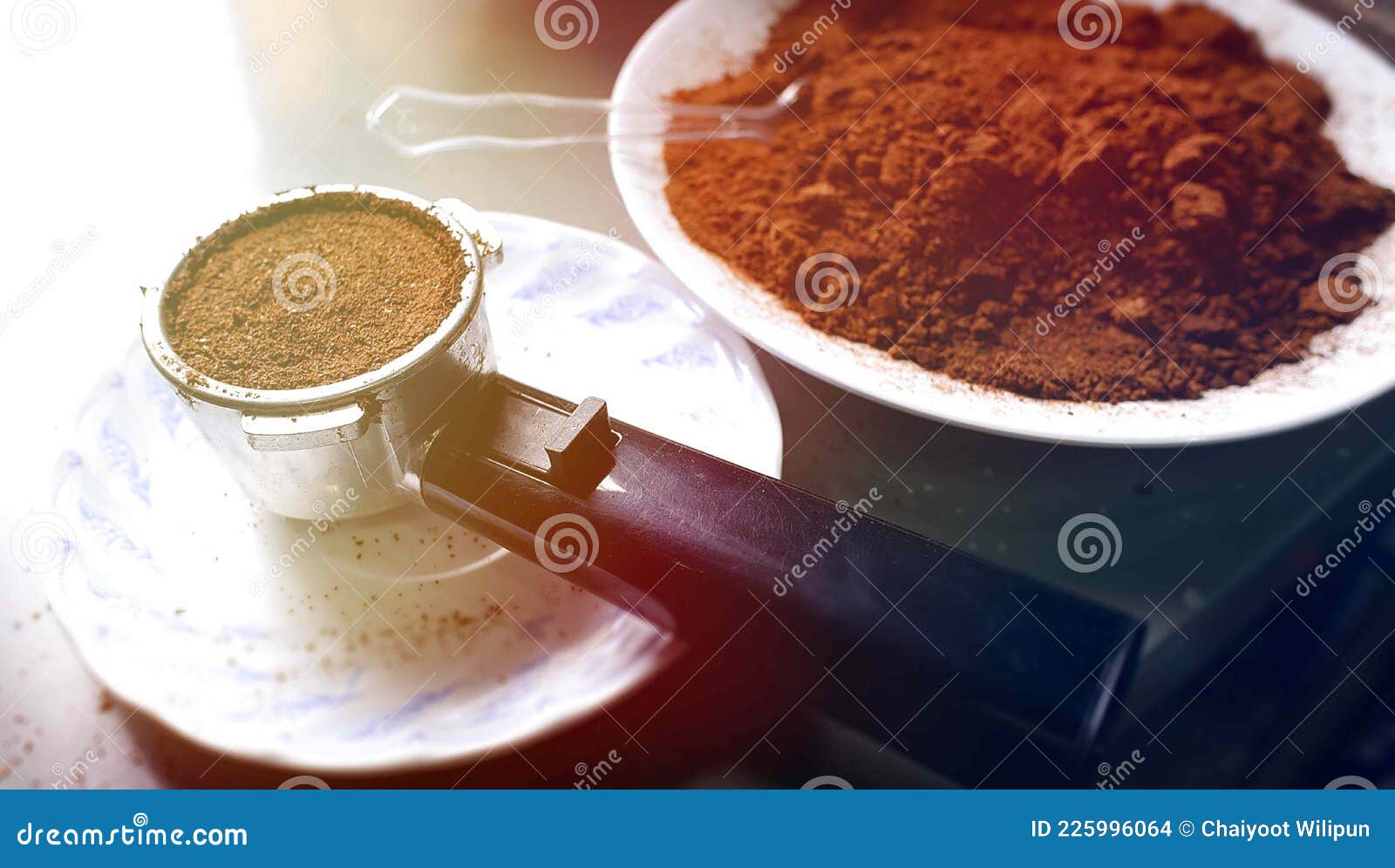Coffee Grounds,Coffee Maker Rod, Coffee Maker on Plate and Coffee ...