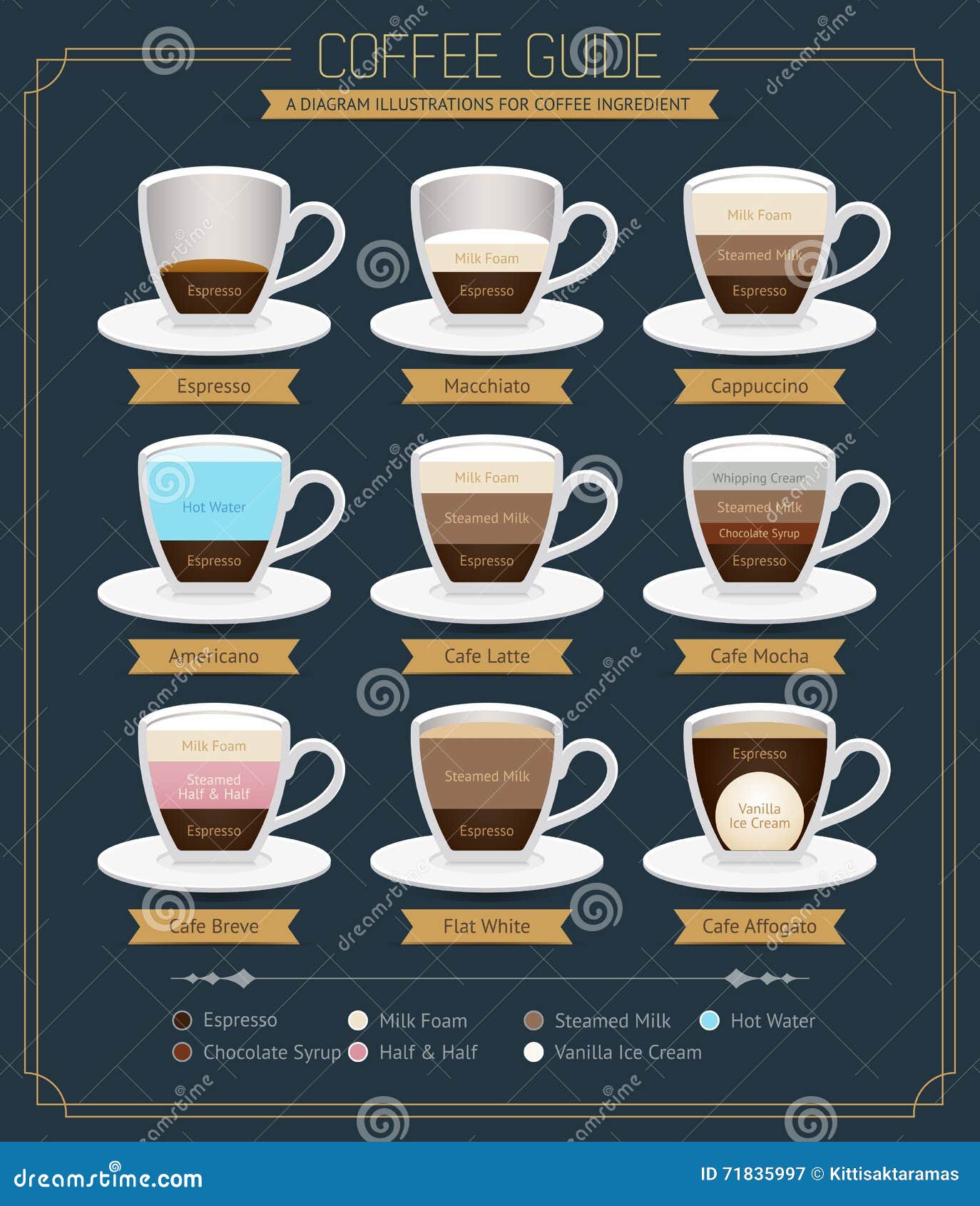 Coffee Guide Diagram. stock vector. Illustration of design - 71835997