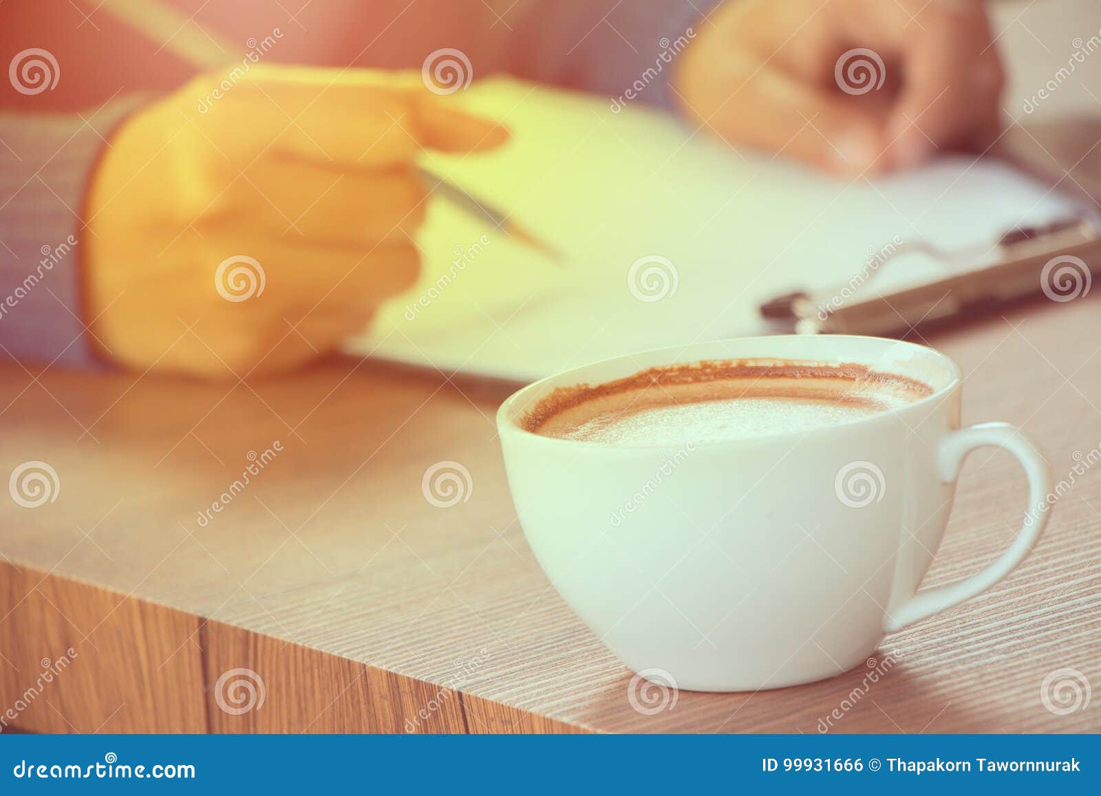Coffee with hand writing stock photo. Image of hipster - 99931666