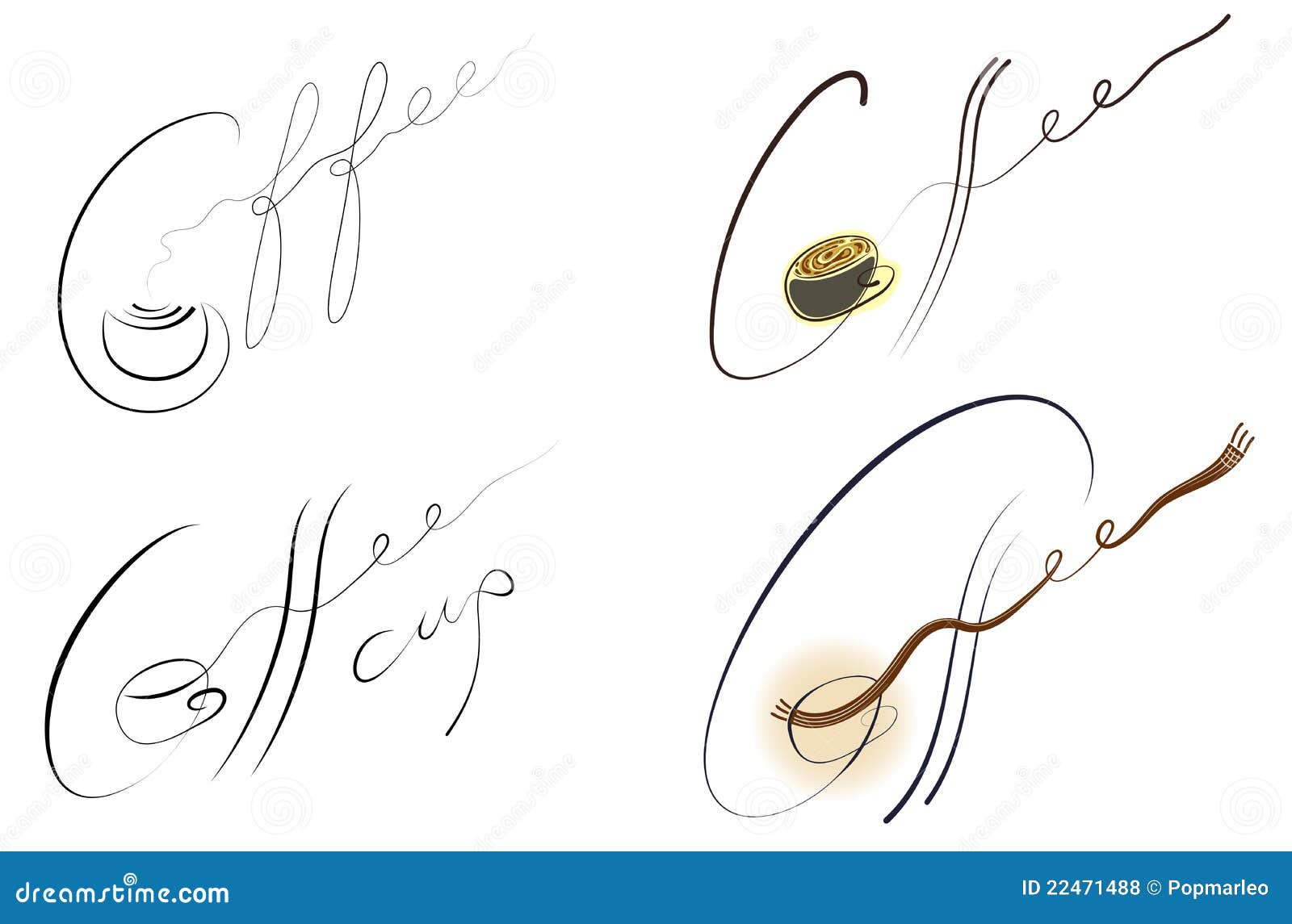 Coffee Handwritten Sign Set Stock Vector - Illustration of freshness ...