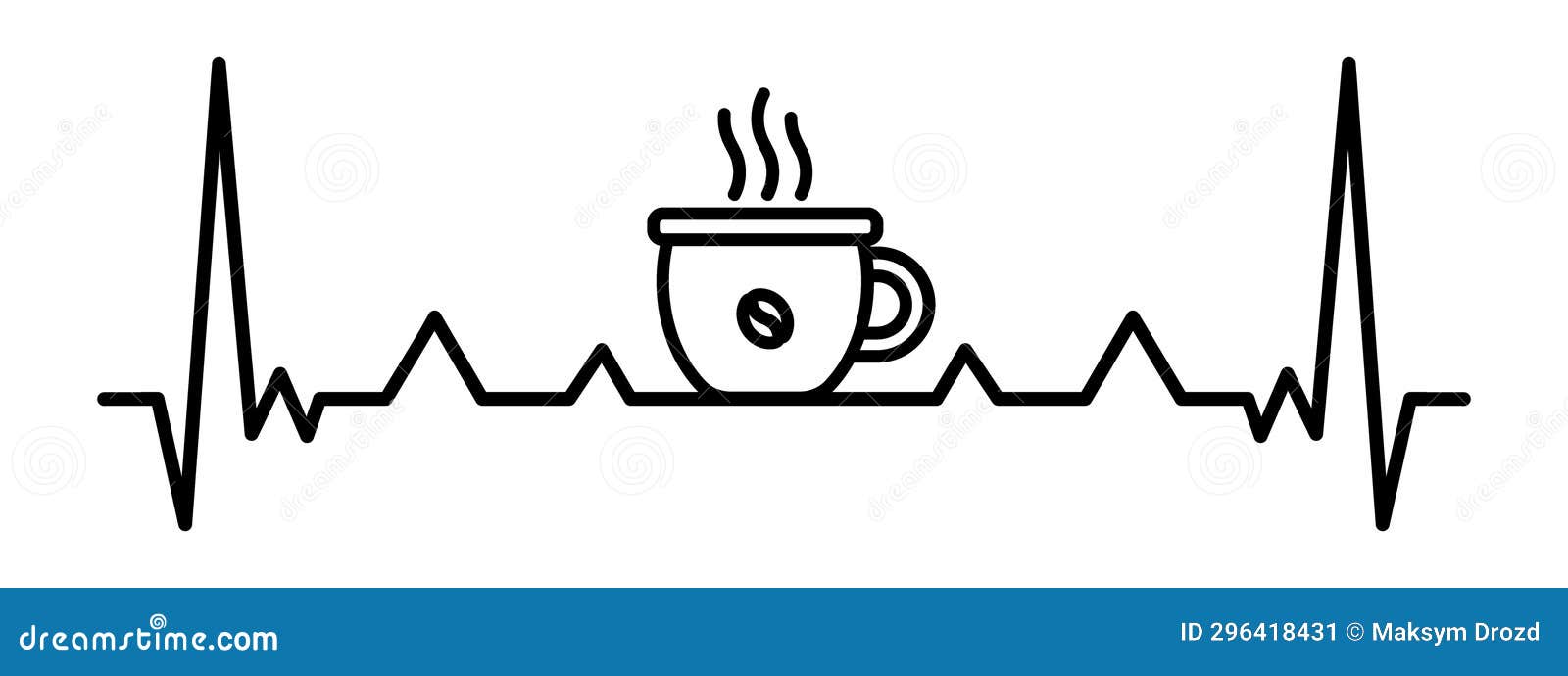 Coffee Heartbeat, Illustration of Cardiogram with Coffee Cup Shape ...