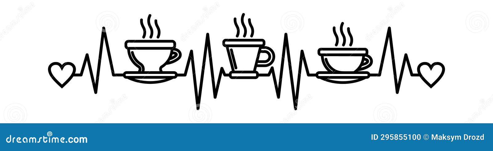 Coffee Heartbeat, Vector Illustration of Cardiogram with Coffee Cup ...