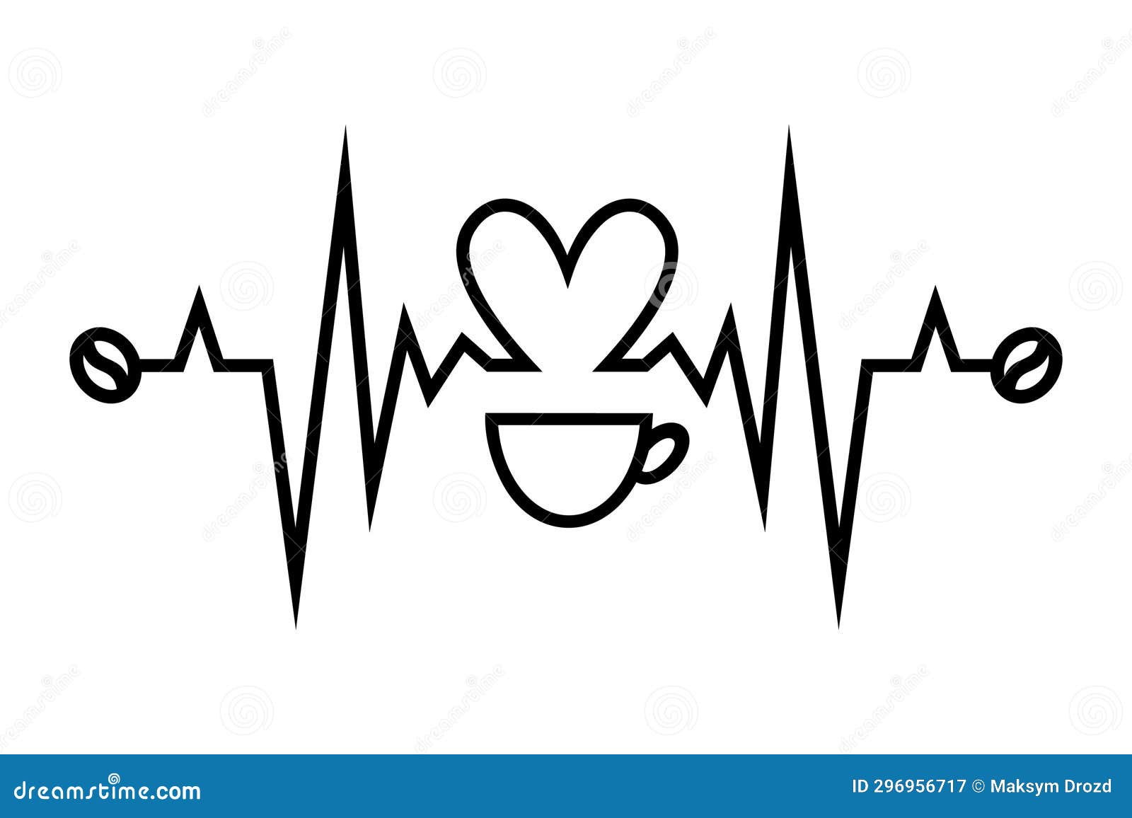Coffee Heartbeat, Vector Illustration of Cardiogram with Coffee Cup ...