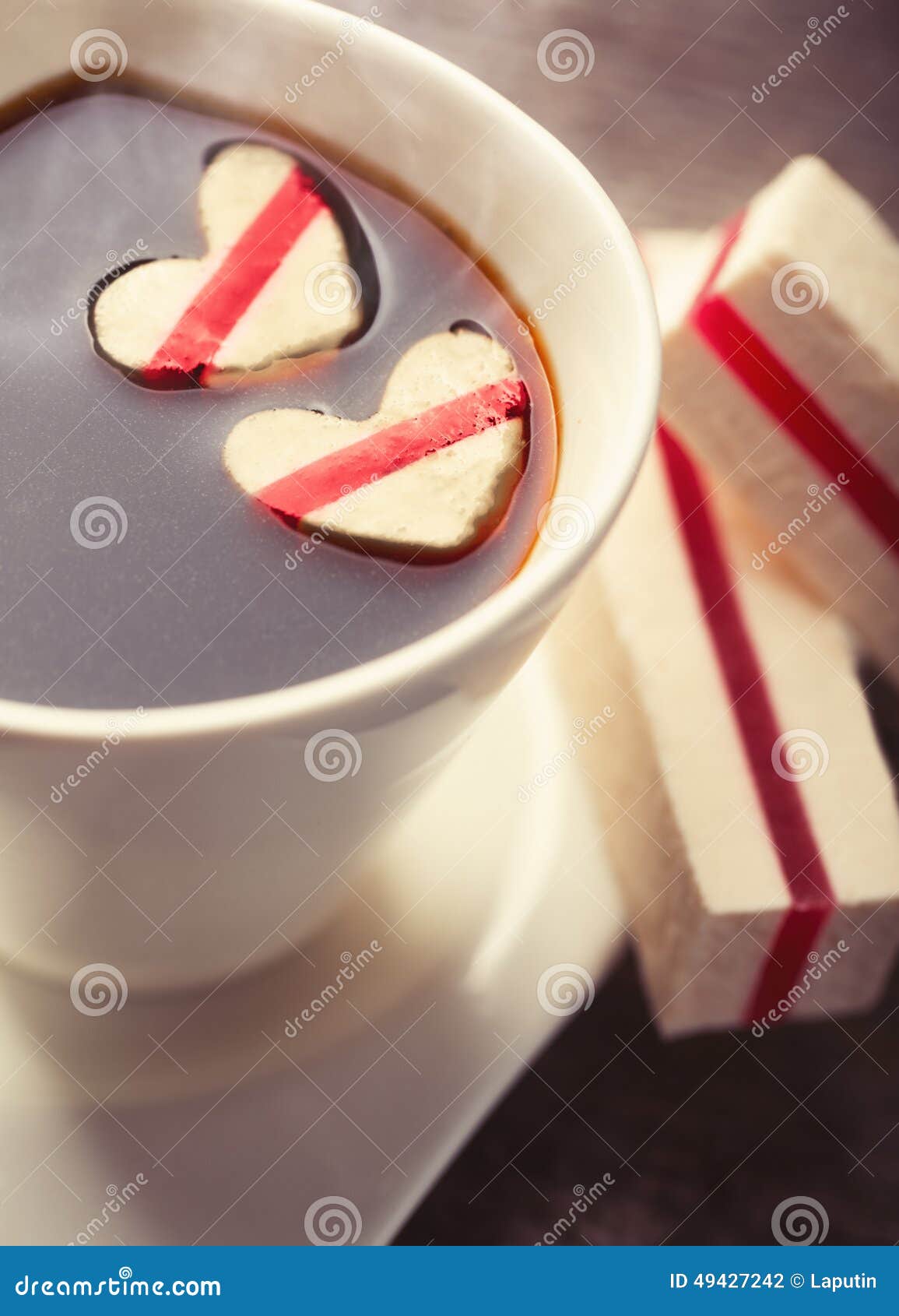 Coffee with hearts stock photo. Image of love, dessert - 49427242
