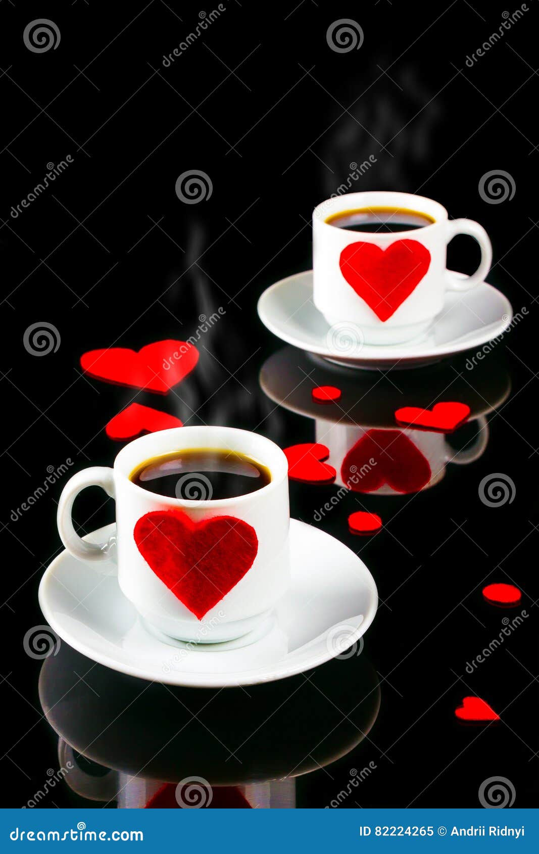 Coffee with hearts stock image. Image of hearts, view - 82224265