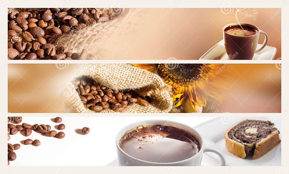 Coffee horizontal banners stock photo. Image of button - 21129768