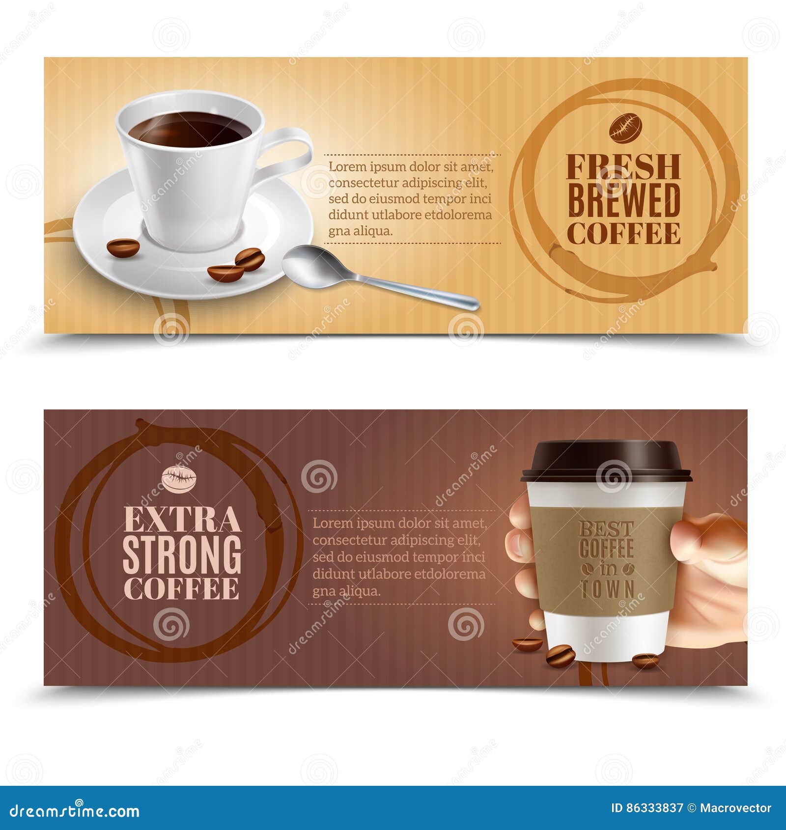 Coffee Horizontal Banners Set Stock Vector - Illustration of design ...