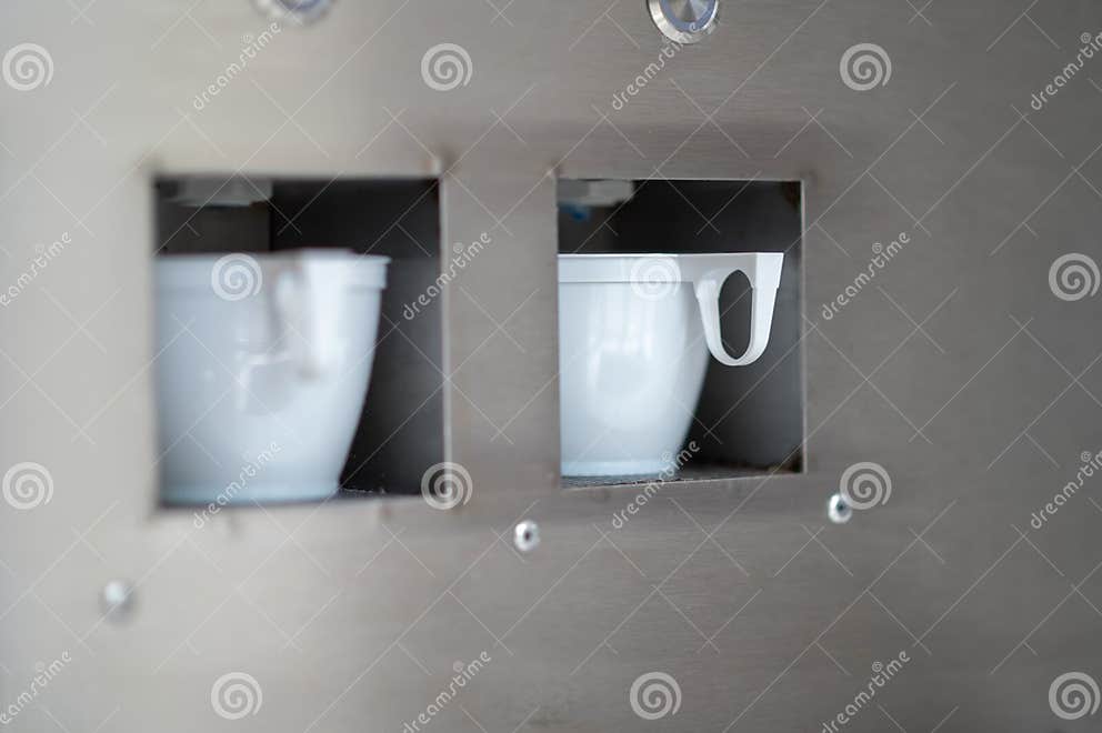Coffee and Hot Beverage Vending Machine with Cups. Stock Image - Image ...
