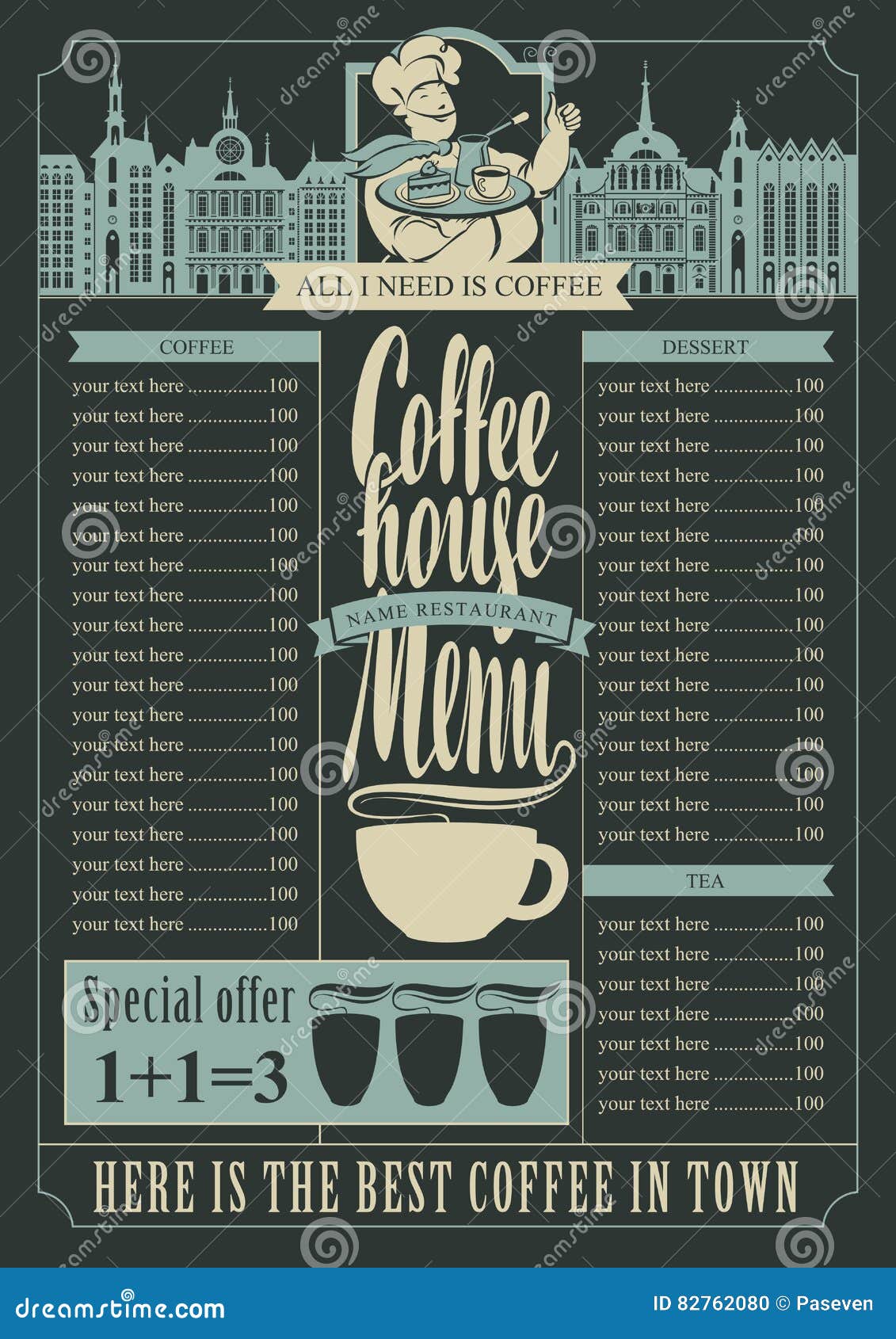 Coffee House Menu for a Price List Stock Vector - Illustration of list ...