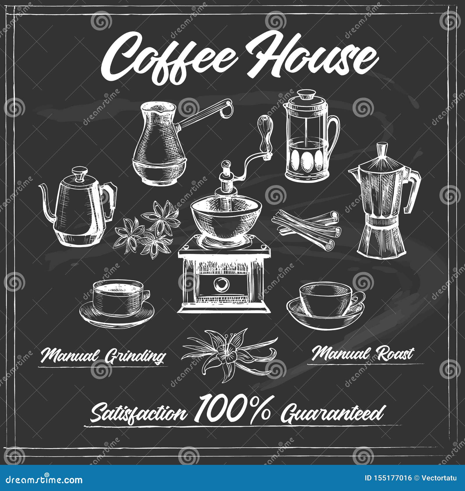 Coffee House Poster on Chalkboard Stock Vector - Illustration of latte ... Coffee House Poster on Chalkboard Stock Vector - Illustration of latte ...