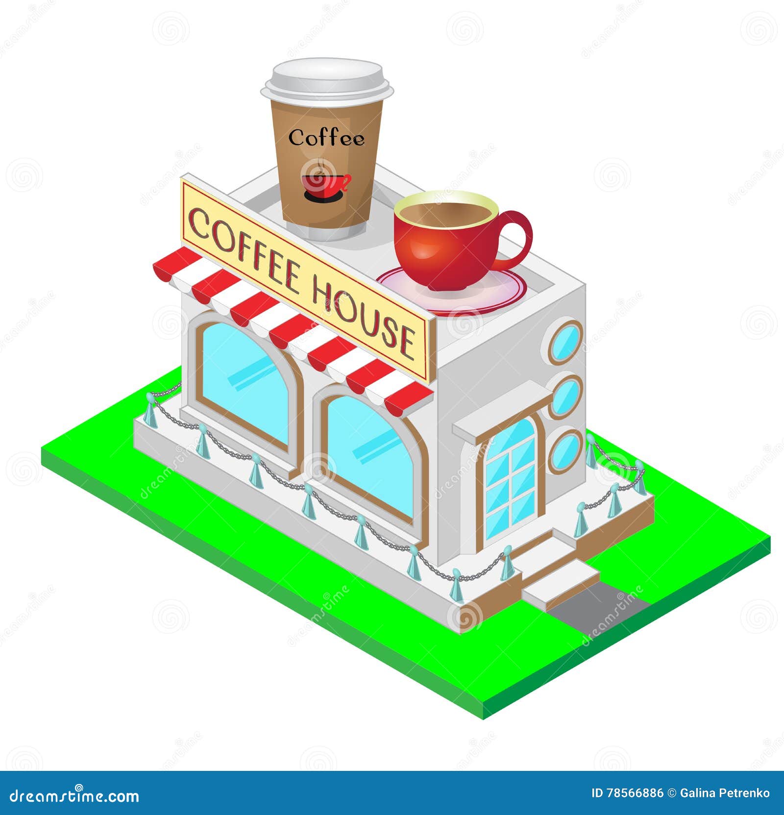 Coffee House. Vector Isometric Illustration Stock Illustration ...