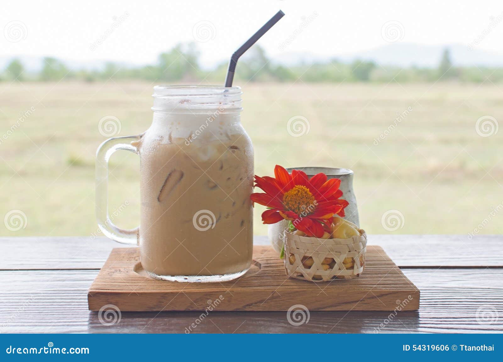 Coffee Iced Served with Biscuit Stock Photo - Image of latte, late ...