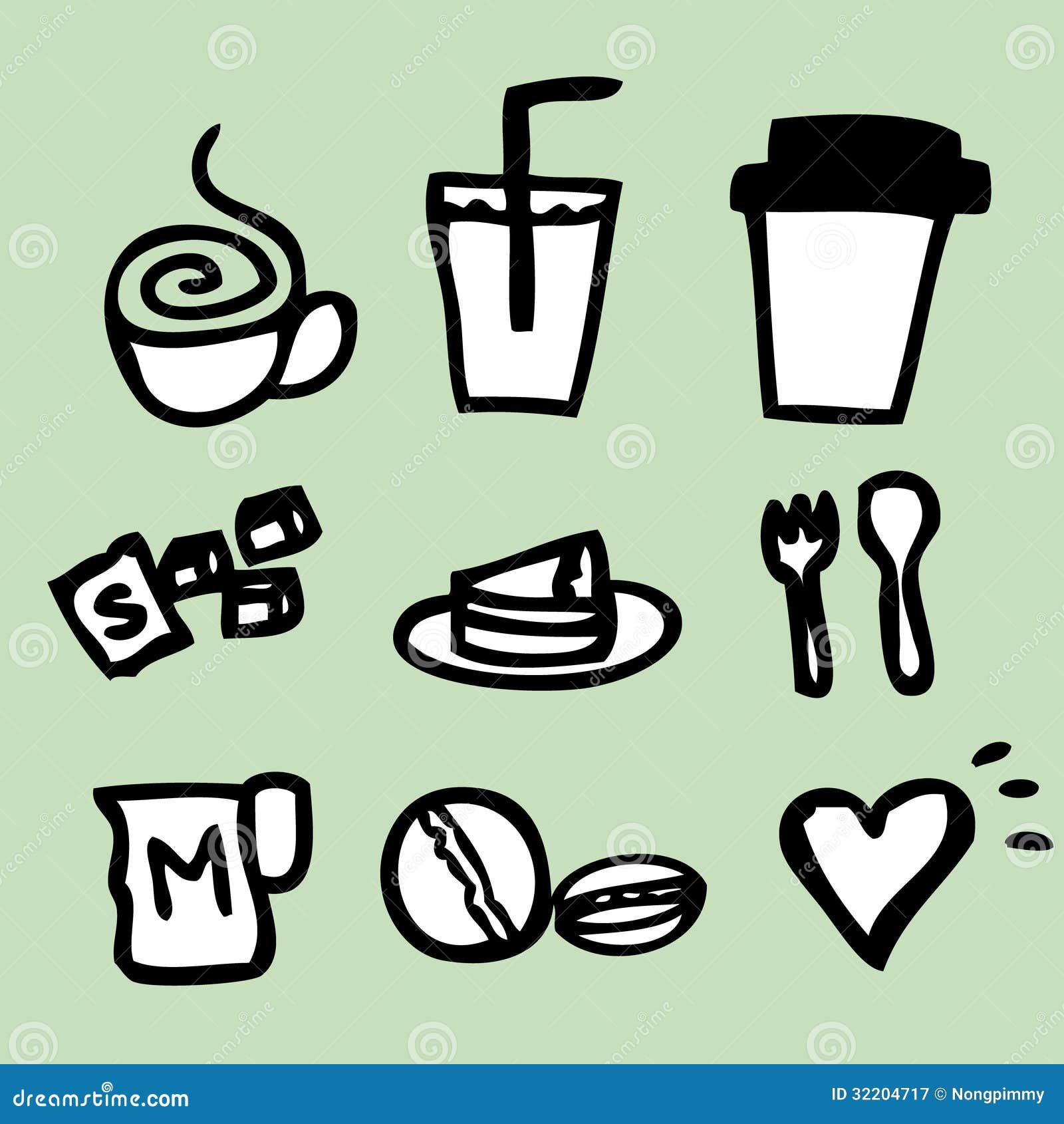 Coffee Icon Drawing stock vector. Illustration of vector - 32204717